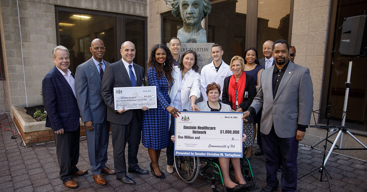 Sen. Tartaglione Presents $1 Million Mock Check to Leaders of Einstein ...